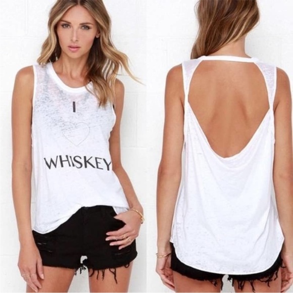 Chaser | Tops | New Chaser I Heart Whiskey Muscle Tank Top Open Back ...